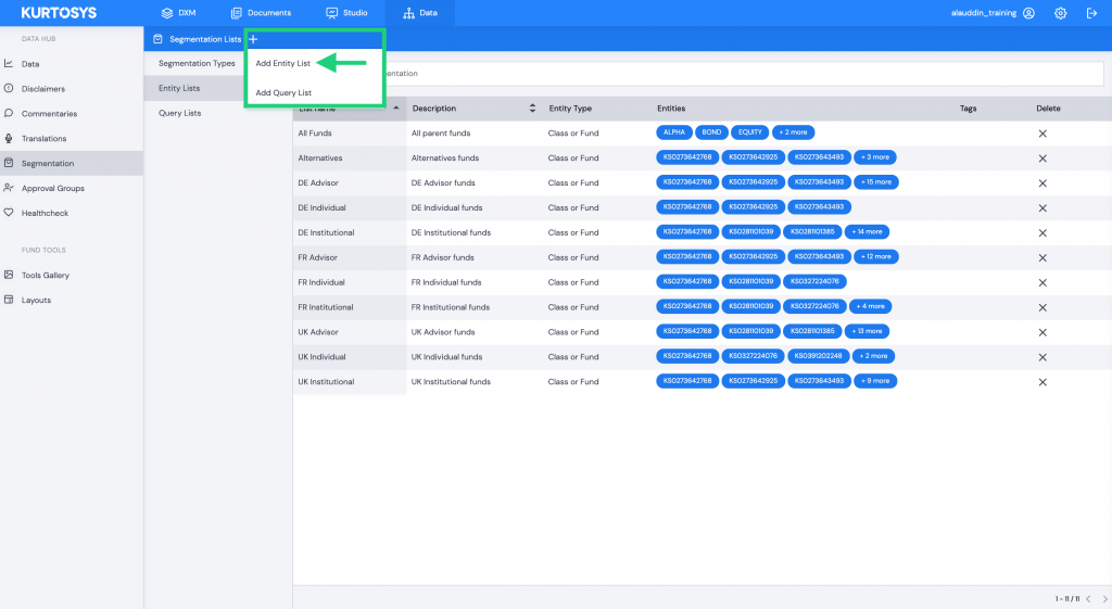 How to add Segmentation Lists – Kurtosys Help