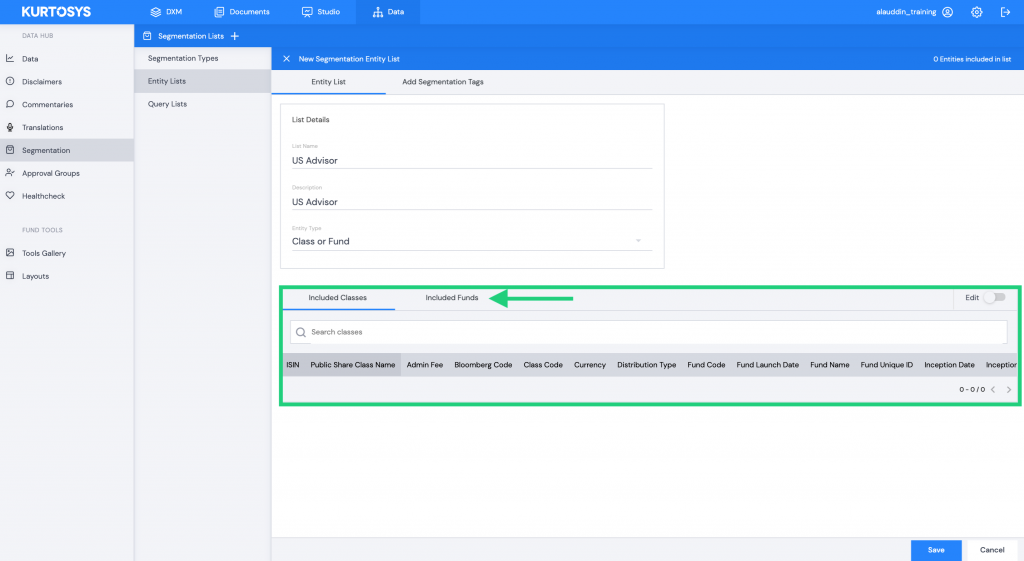 How to add Segmentation Lists – Kurtosys Help