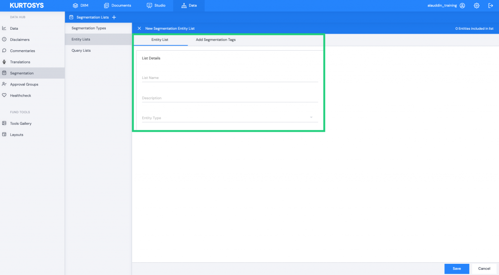 How to add Segmentation Lists – Kurtosys Help