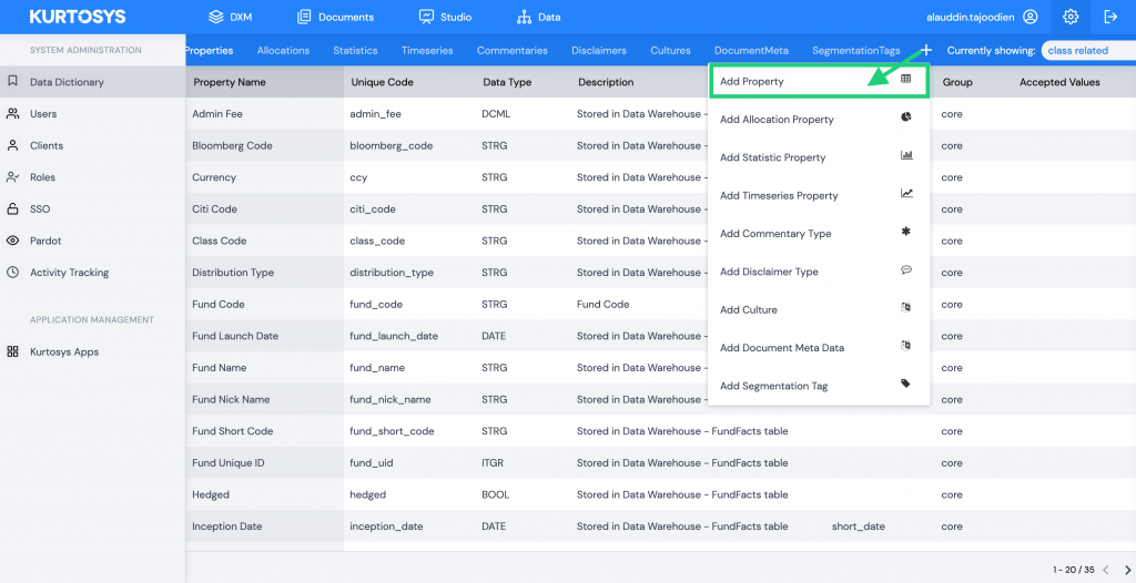 Data Dictionary Configuration – Kurtosys Help