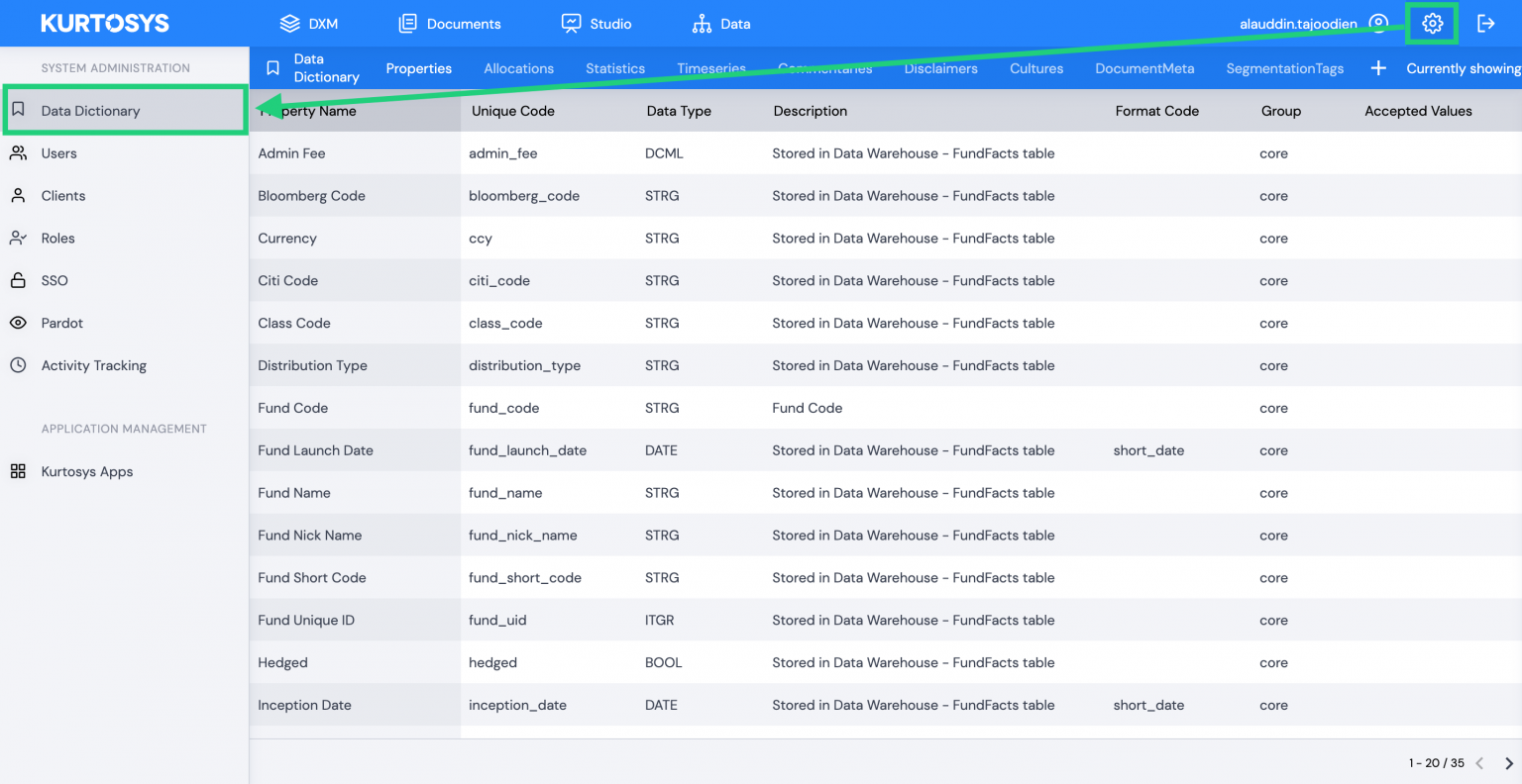 Data Dictionary Configuration – Kurtosys Help