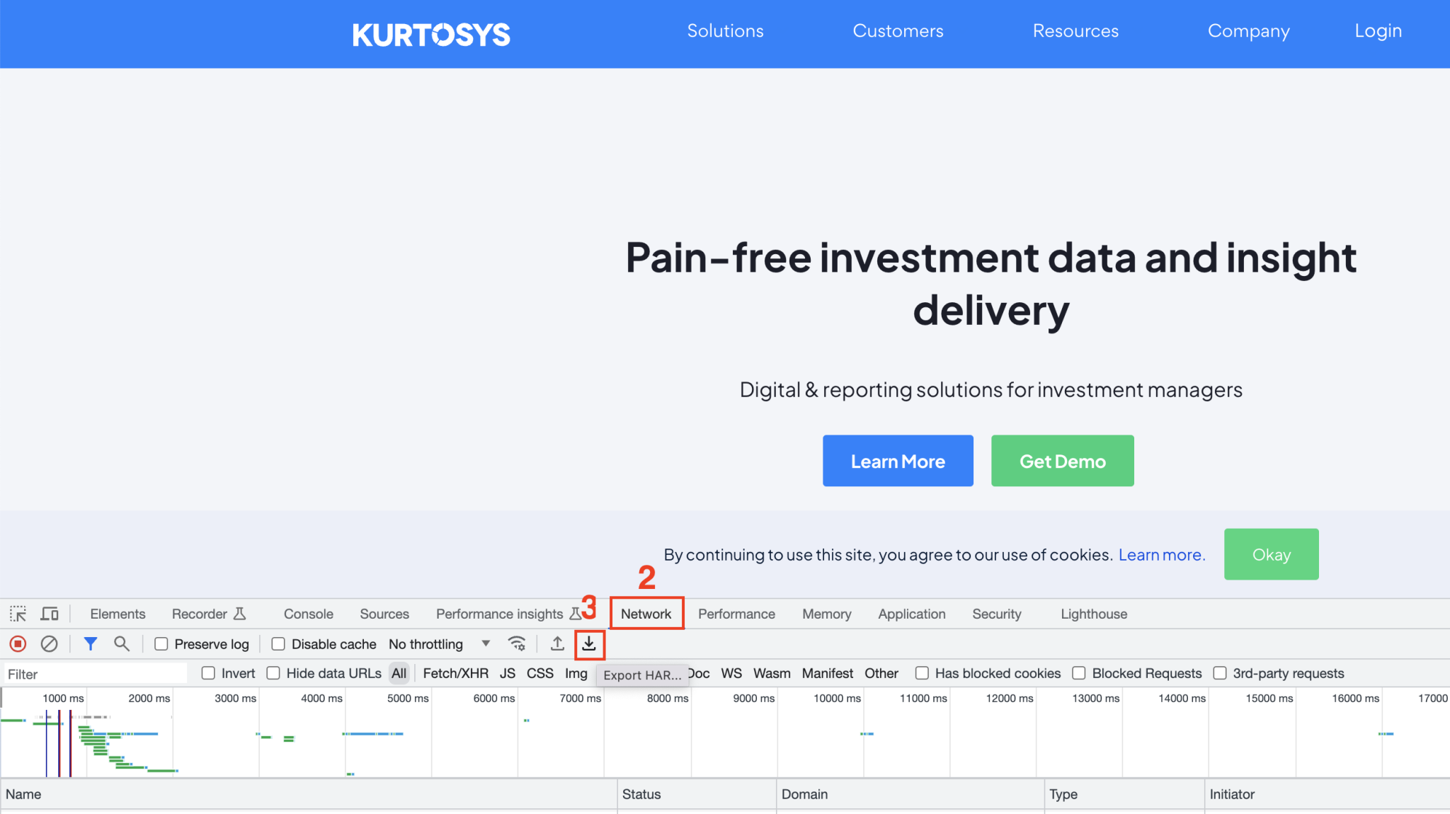 How do I get a HAR file from the webpage? – Kurtosys Help